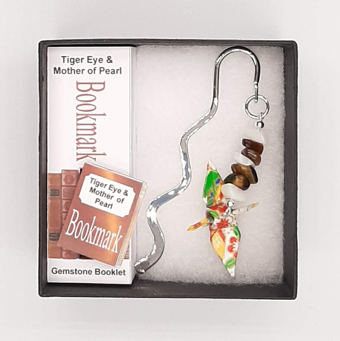 Origami Crane Bookmark with Tiger Eye & Mother of Pearl – Japanese ...