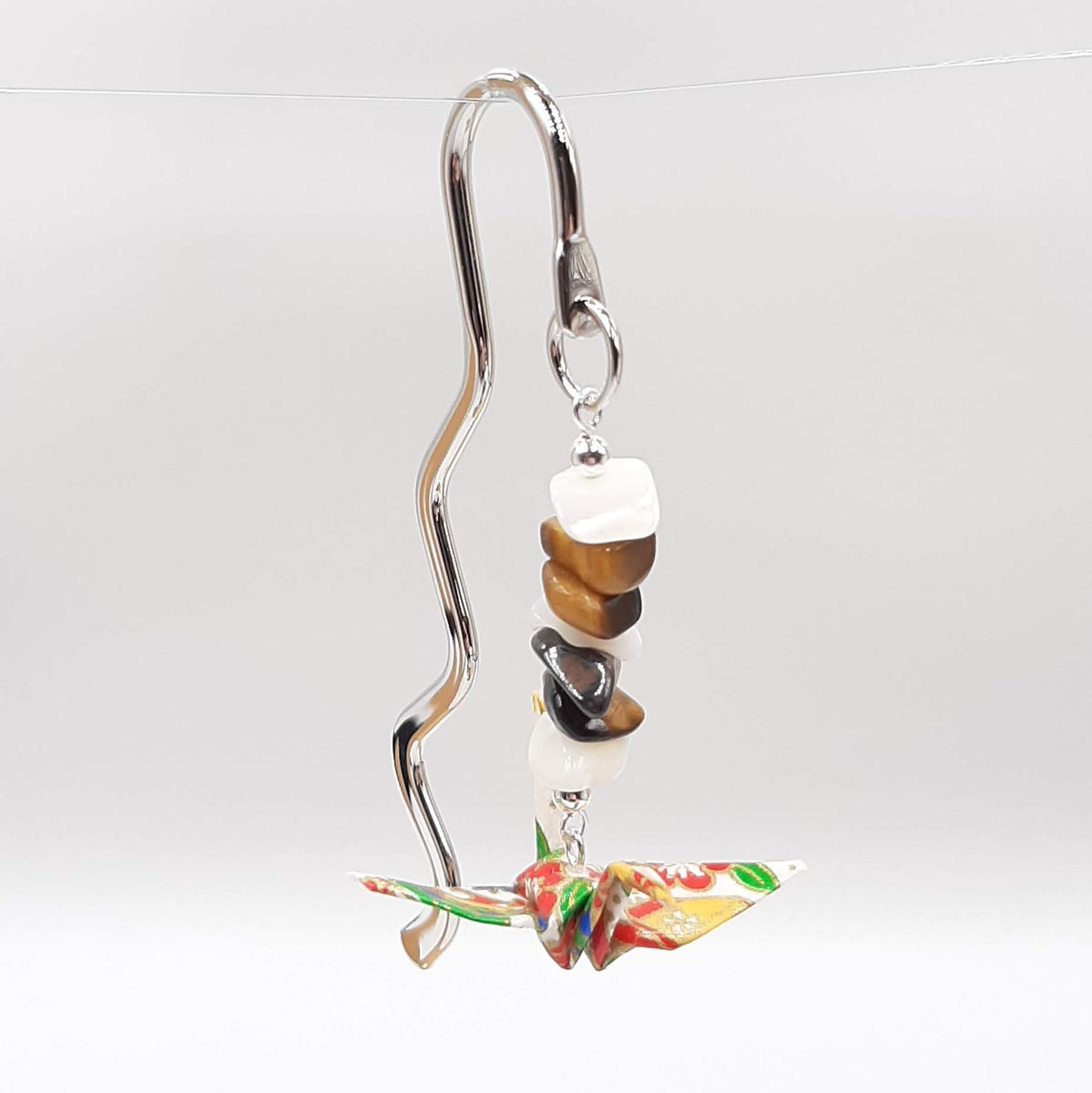 Origami Crane Bookmark with Tiger Eye & Mother of Pearl – Japanese ...
