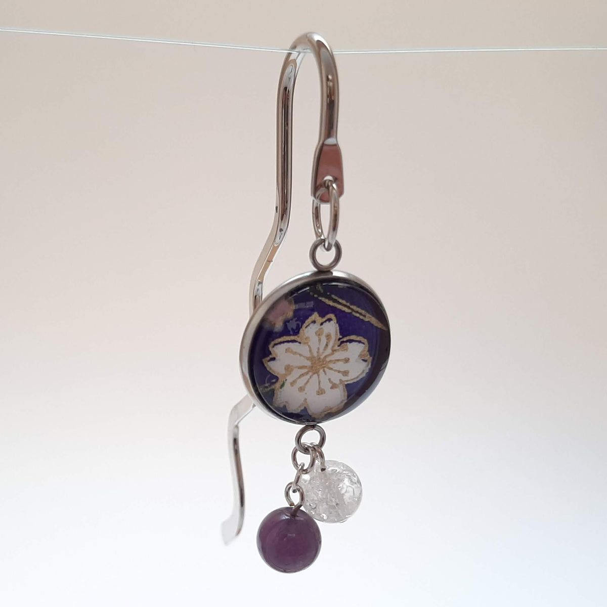 Japanese Paper Bookmark with Amethyst & Clear Quartz – Japanese Papercraft